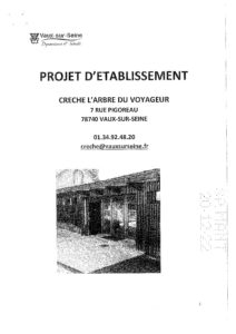 PROJET D'ETABLISSEMENT CRECHE 2023 - Vaux-sur-Seine